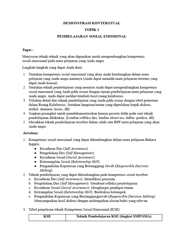 Demonstrasi Kontekstual PSE Topik 1 | PDF | Karier & Perkembangan