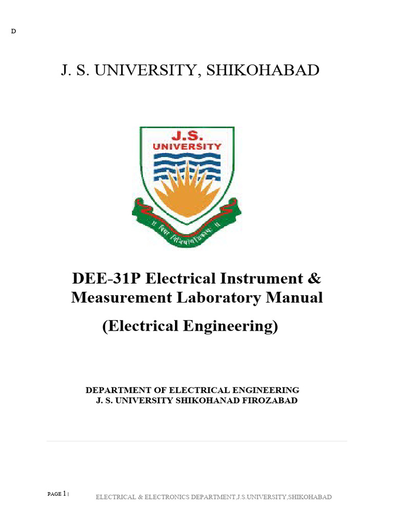 Dee31p Electrical Instrument and Measurement Lab Manual | PDF ...