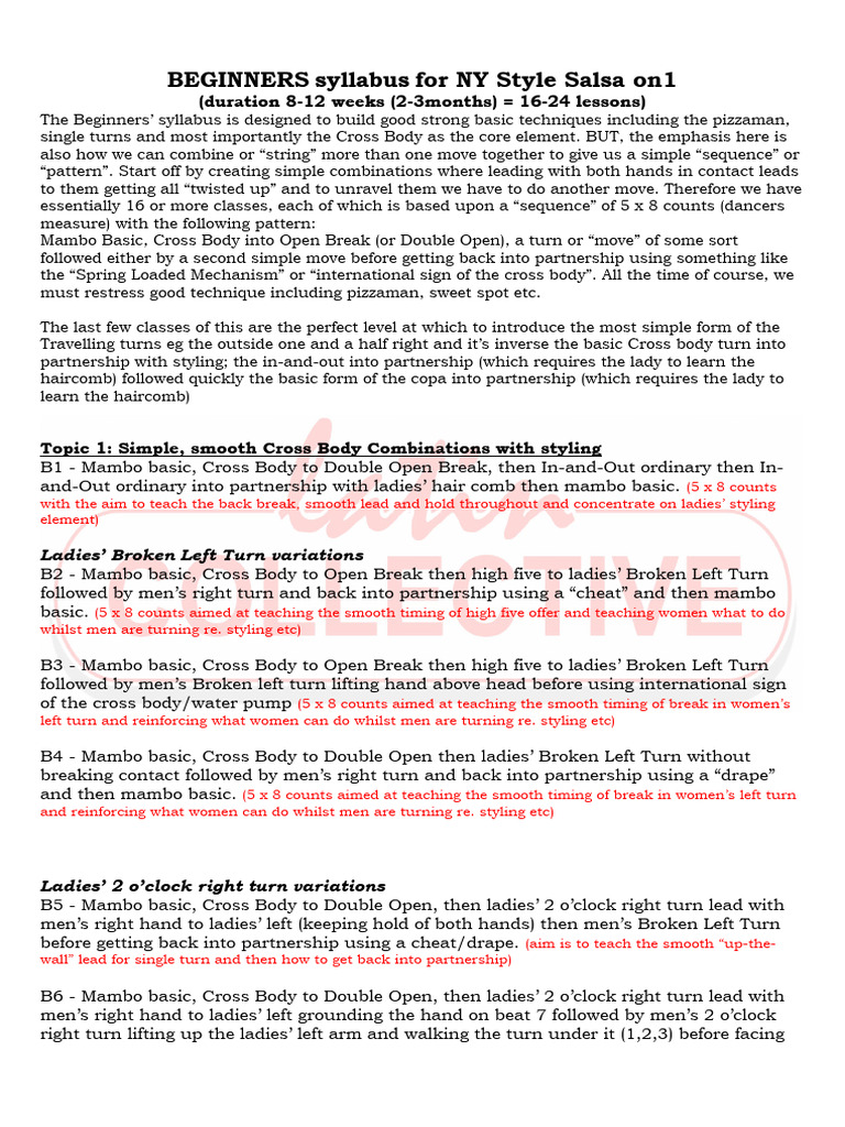 Beginners On1 Syllabus Jan 2016 | PDF