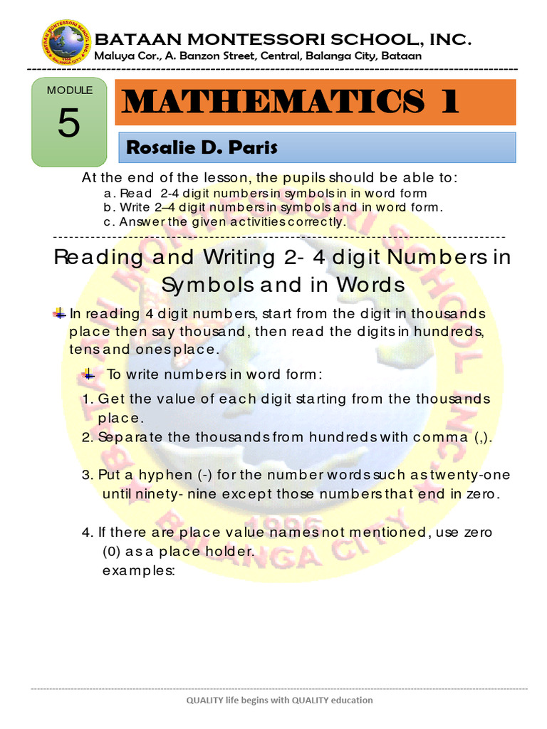 Module 5 Mathematics 1 - T Rosa | PDF | Notation