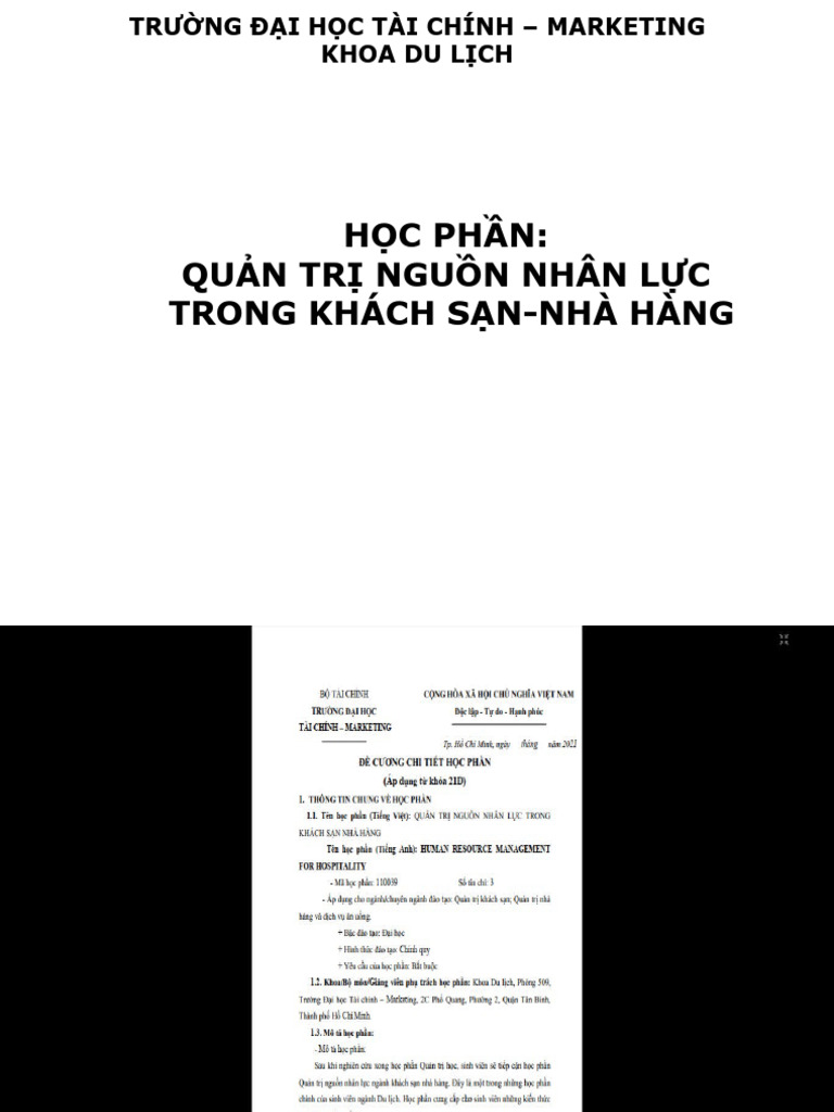 CHƯƠNG 1 QUẢN TRỊ NGUỒN NHÂN LỰC TRONG KS-NH | PDF