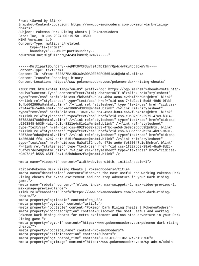 Pokemon Dark Rising Cheats - PokemonCoders | PDF | Pokémon