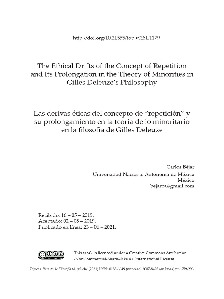 Las Derivas Éticas Del Concepto de Repetición en Deleuze | PDF | Immanuel Kant | Moralidad