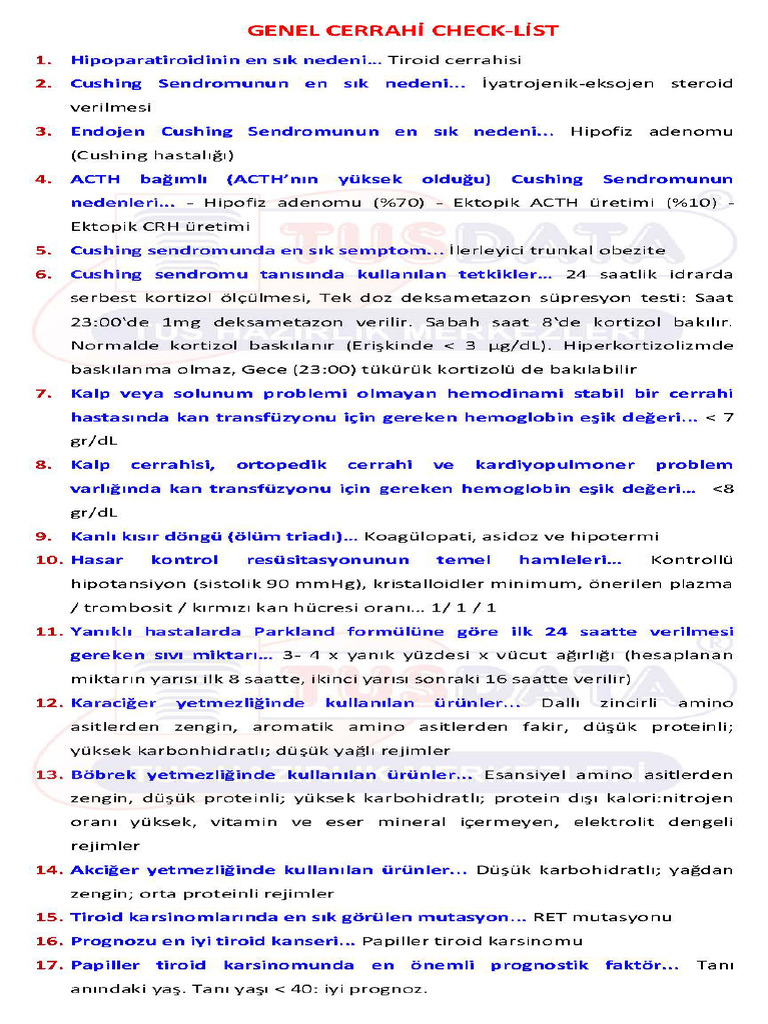 Genel Cerrahi Checklist (2) | PDF