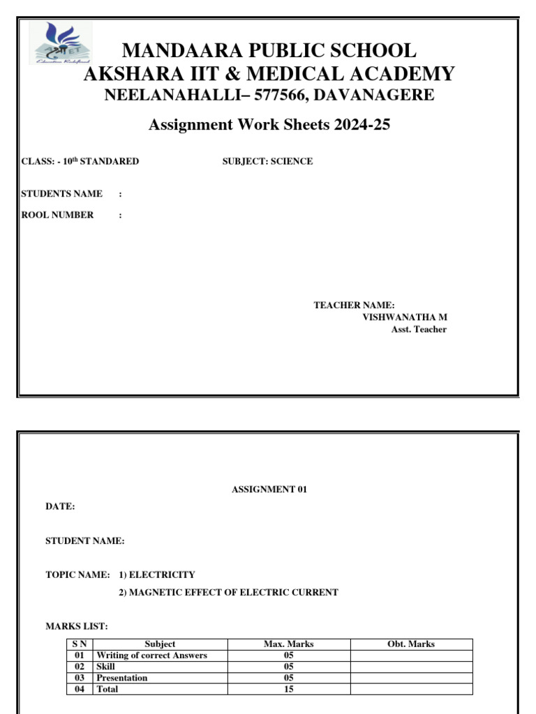 Physics Assignment 2024 25 Pdf Electric Current Electrical
