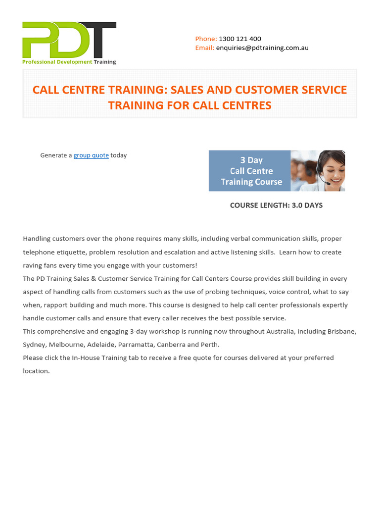 Call Center Sales & Service Training | PDF | Call Centre | Communication