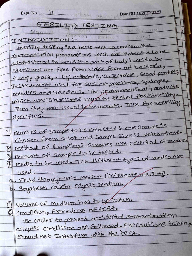 Sterility Testing Record | PDF