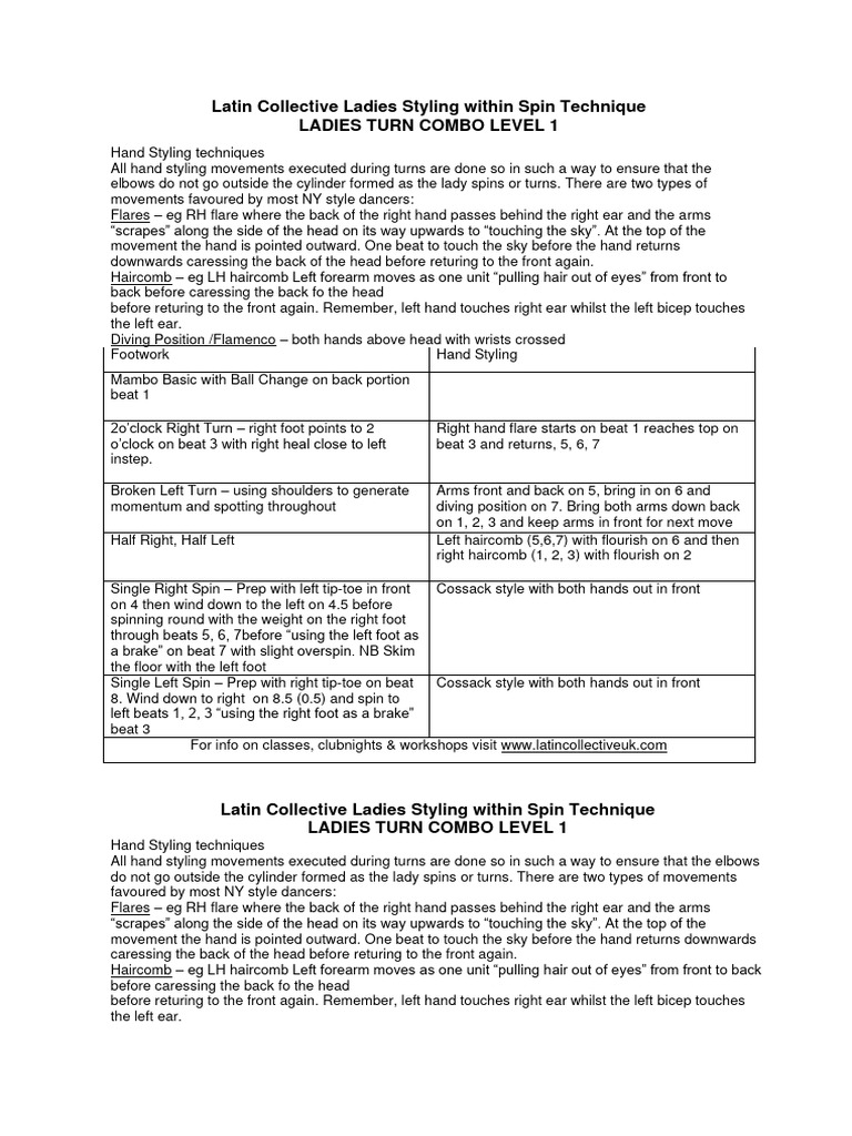 Latin Collective Ladies Styling Within Spin Techniquea | PDF | Arm ...