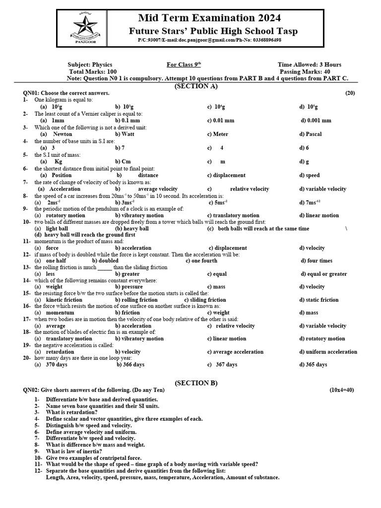 Physics 9th | PDF | Friction | Force