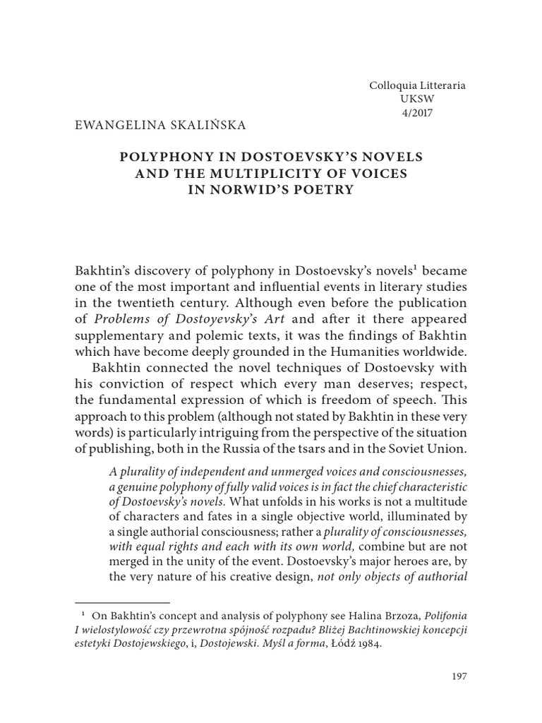 Polyphony in Dostoevsky S Novels and The | PDF | The Brothers Karamazov