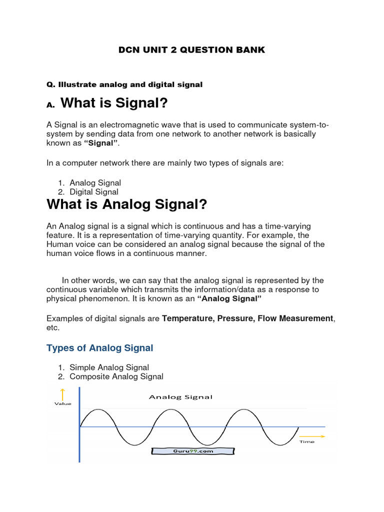 DCN Unit 2 Question Bank | PDF | Sampling (Signal Processing) | Digital Signal