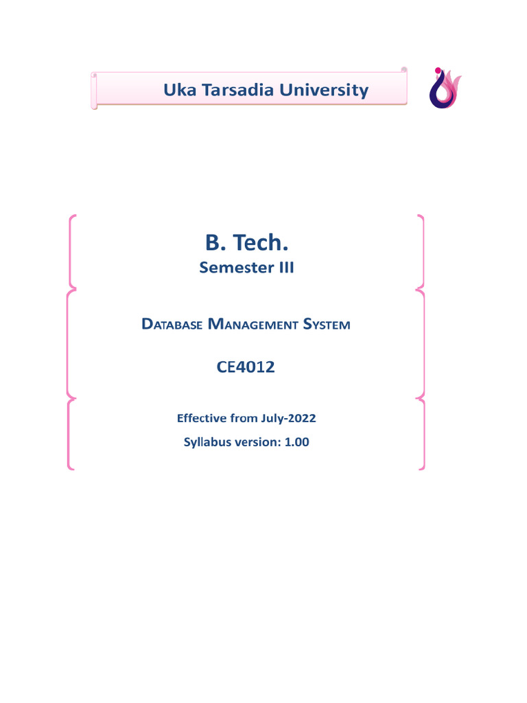 Database Management System Course Outline | PDF | Databases | Relational Database