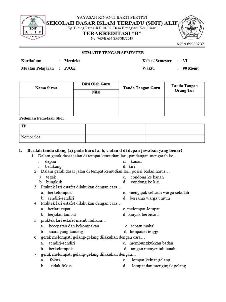SOAL SAS PJOK KLS 5 Abas | PDF