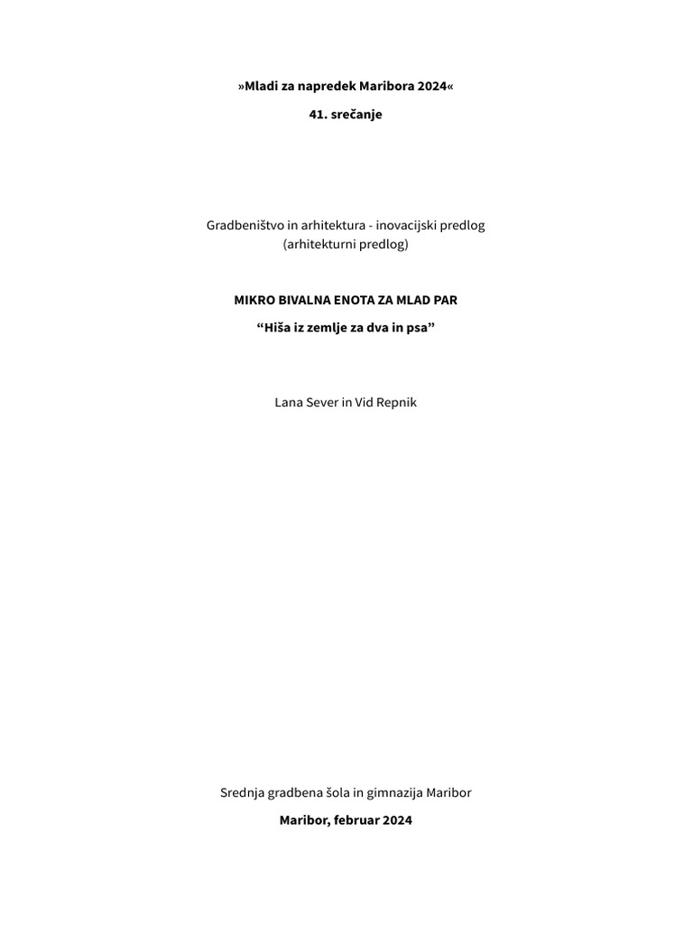 MNM - Mikrobivalna Enota Za Mlad Par - 2024 - Final | PDF