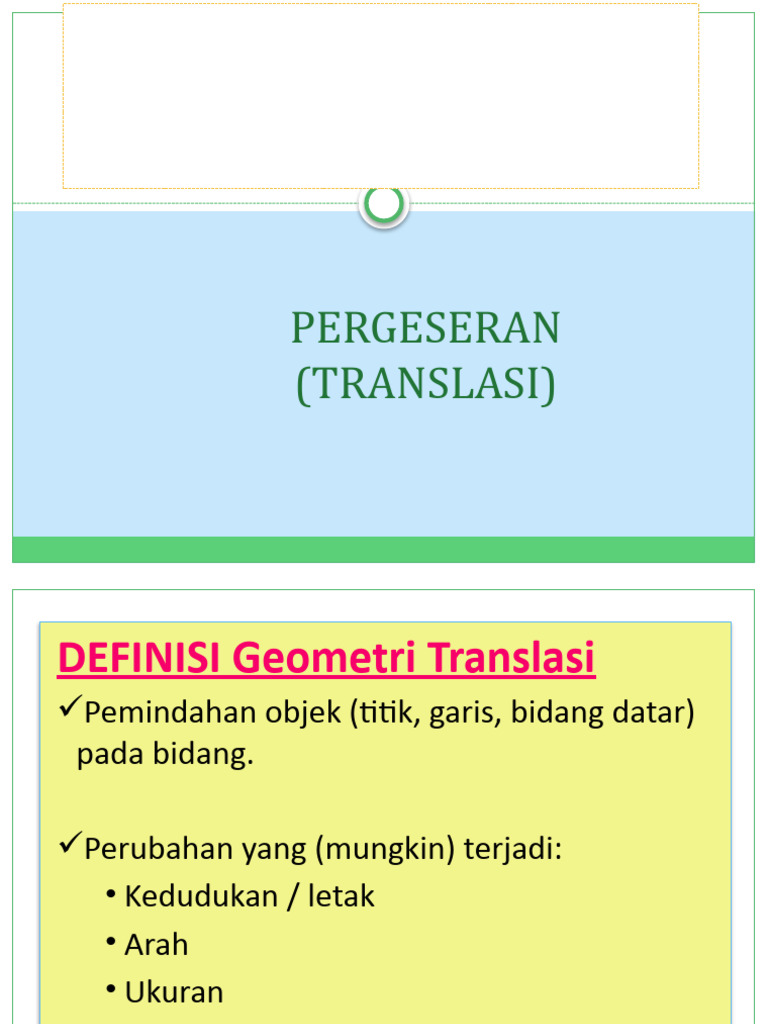 Definisi dan Contoh Translasi Geometri | PDF