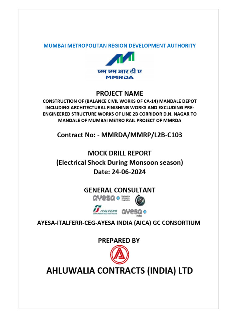 Mock Drill-Electrical Shock (During Monsoon) June 2024 | PDF ...