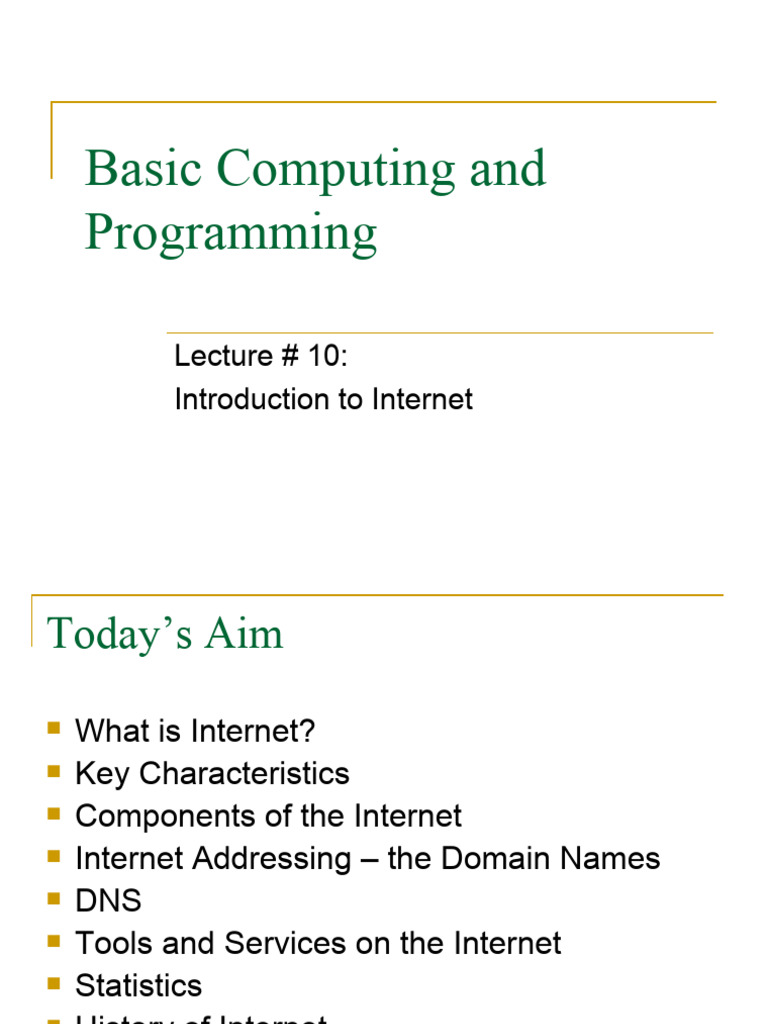 Lecture9 (Introduction To Internet) | PDF | Networking | Internet & Web