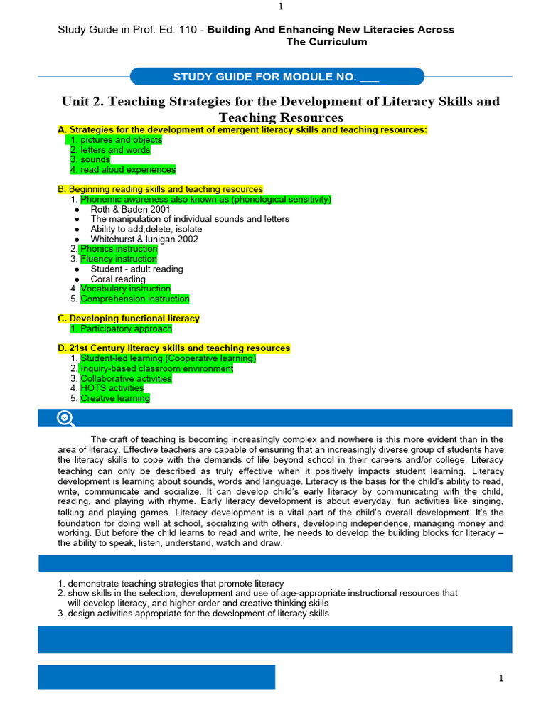 ProfEd 110 Study Guide 2 | PDF | Reading Comprehension | Inquiry Based Learning
