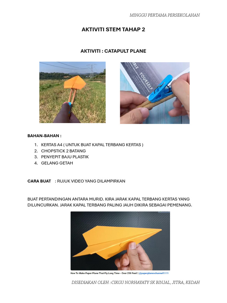 AKTIVITI STEM TAHAP 2 -PAPER PLANE | PDF
