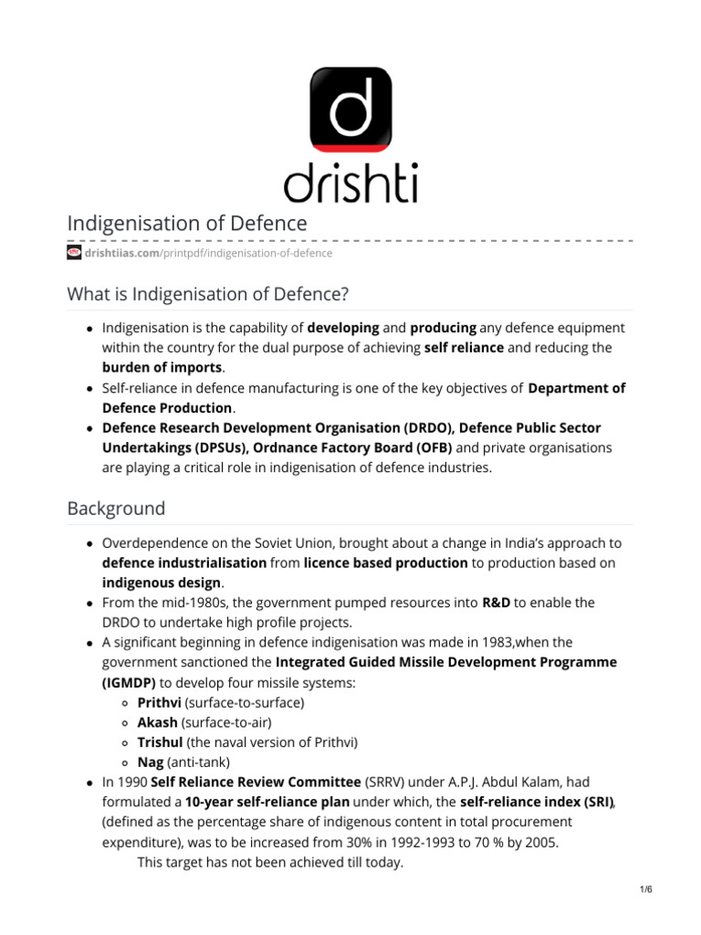 Indigenisation of Defence | PDF