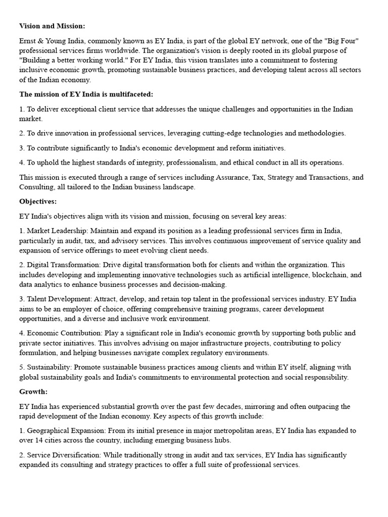 Vision and Mission EY | PDF | Sustainability | Business