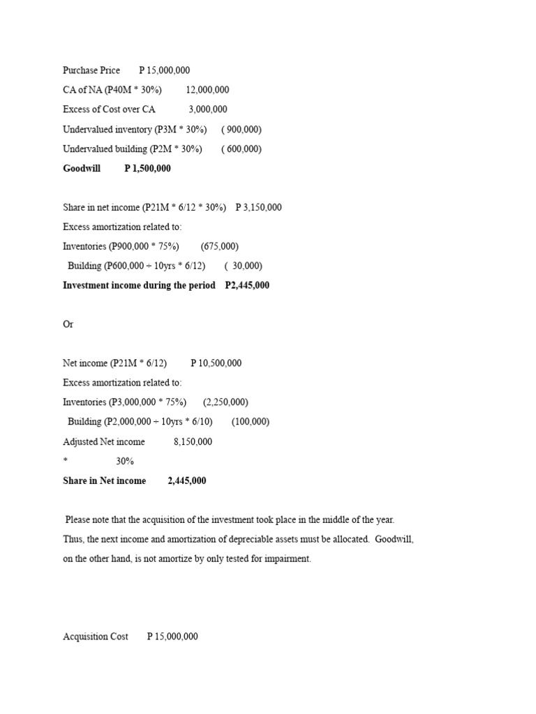 Investment Acquisition Cost Analysis | PDF | Business | Finance & Money ...