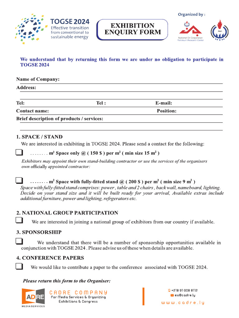 TOGSE 2024 Enq Form | PDF