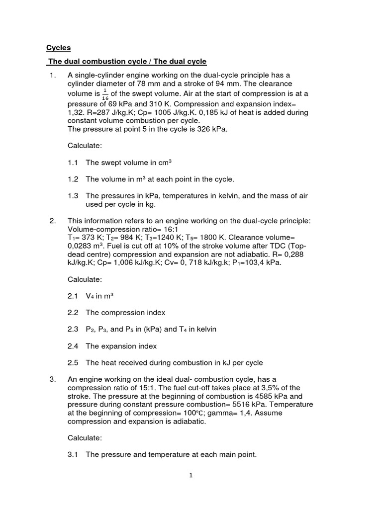 The Dual Combustion Cycle | PDF | Heat | Diesel Engine