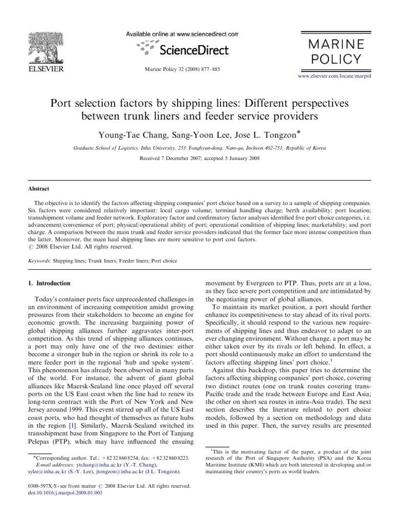 Port Selection Factors by Shipping Linesممتازة | PDF | Port | Factor ...