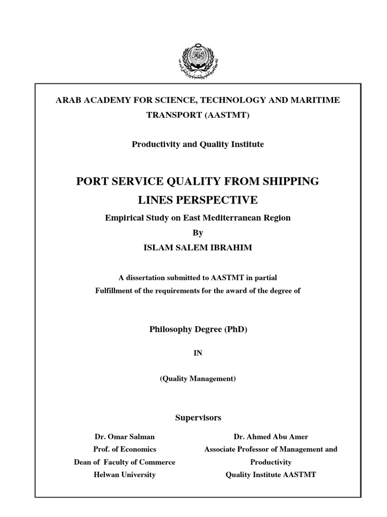 Port Service Quality From Shipping Lines Perspective | PDF ...