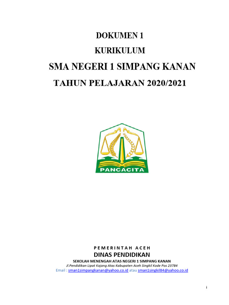 Dokumen 1 Sman 1 Simpang Kanan 2020-2021 | PDF