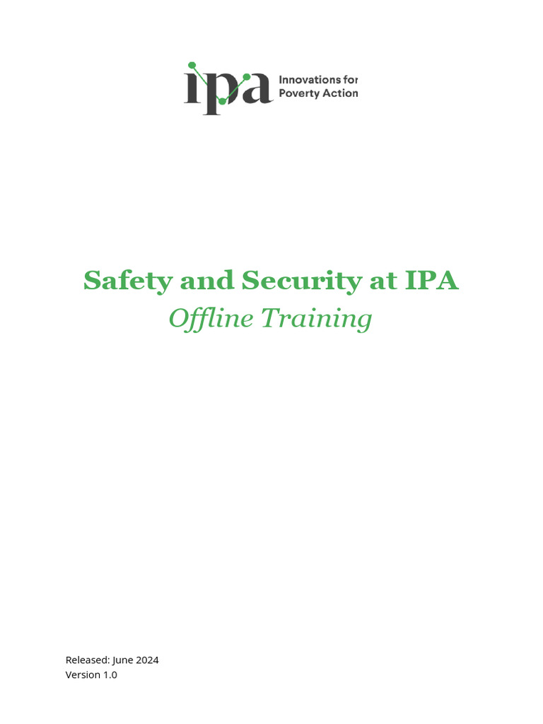 Safety & Security at IPA - Offline Training - Jun24 | PDF | Risk | Safety