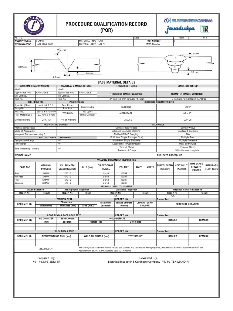 LAMPIRAN PQR | PDF | Welding | Construction