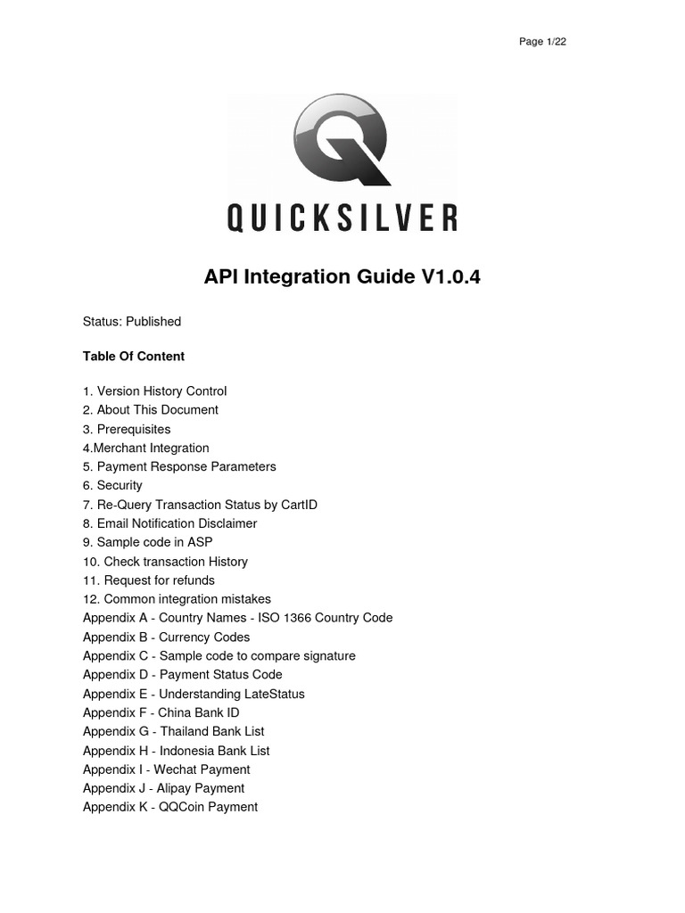 Quicksilver P2P API Integration Manual v1.0.4 | PDF | Web Server ...