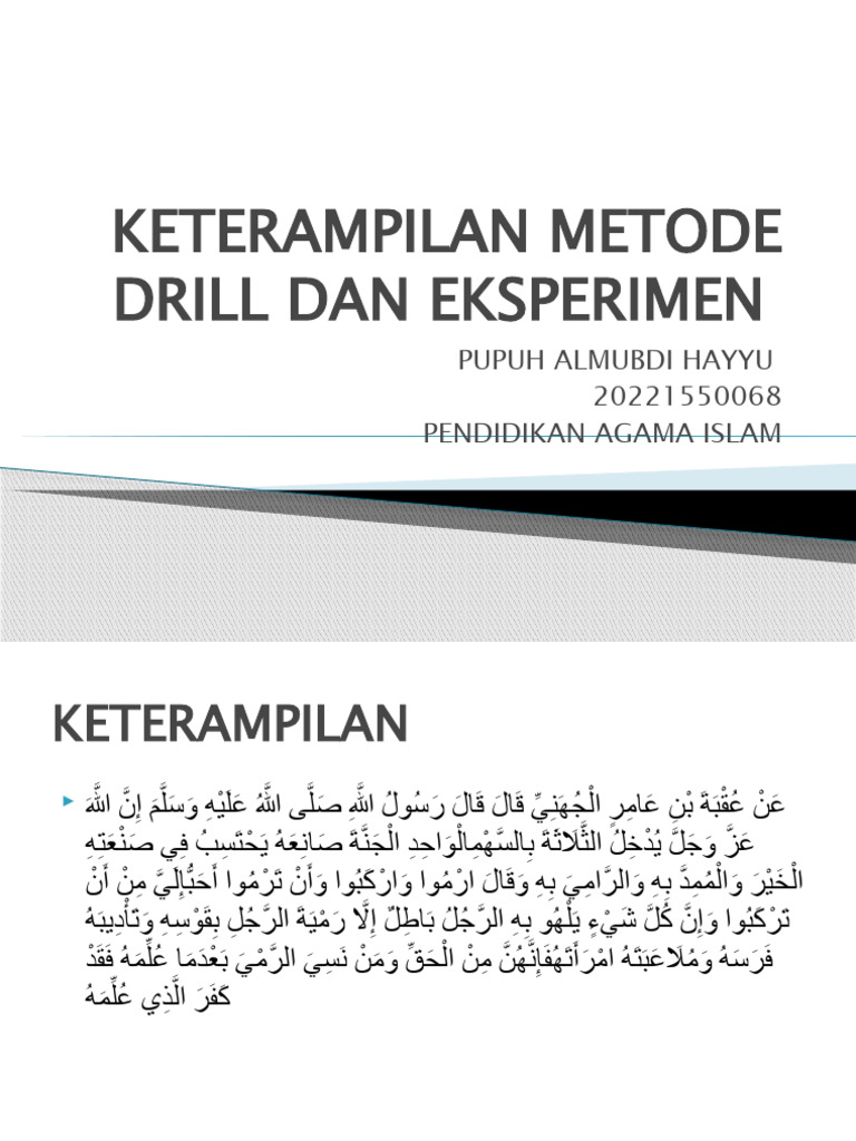 Keterampilan Metode Drill Dan Eksperimen | PDF