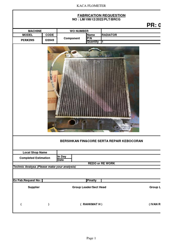 Form Local Made RADIATOR GS949 | PDF