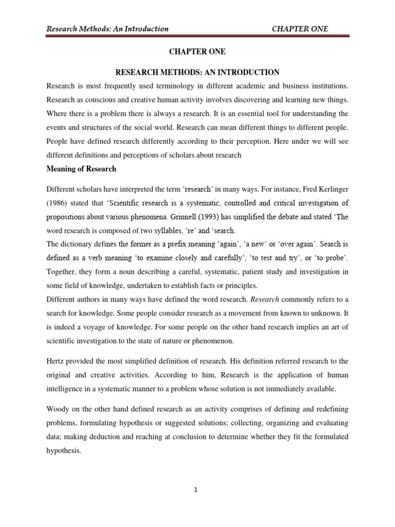 Research Chapter 1 | PDF | Methodology | Experiment