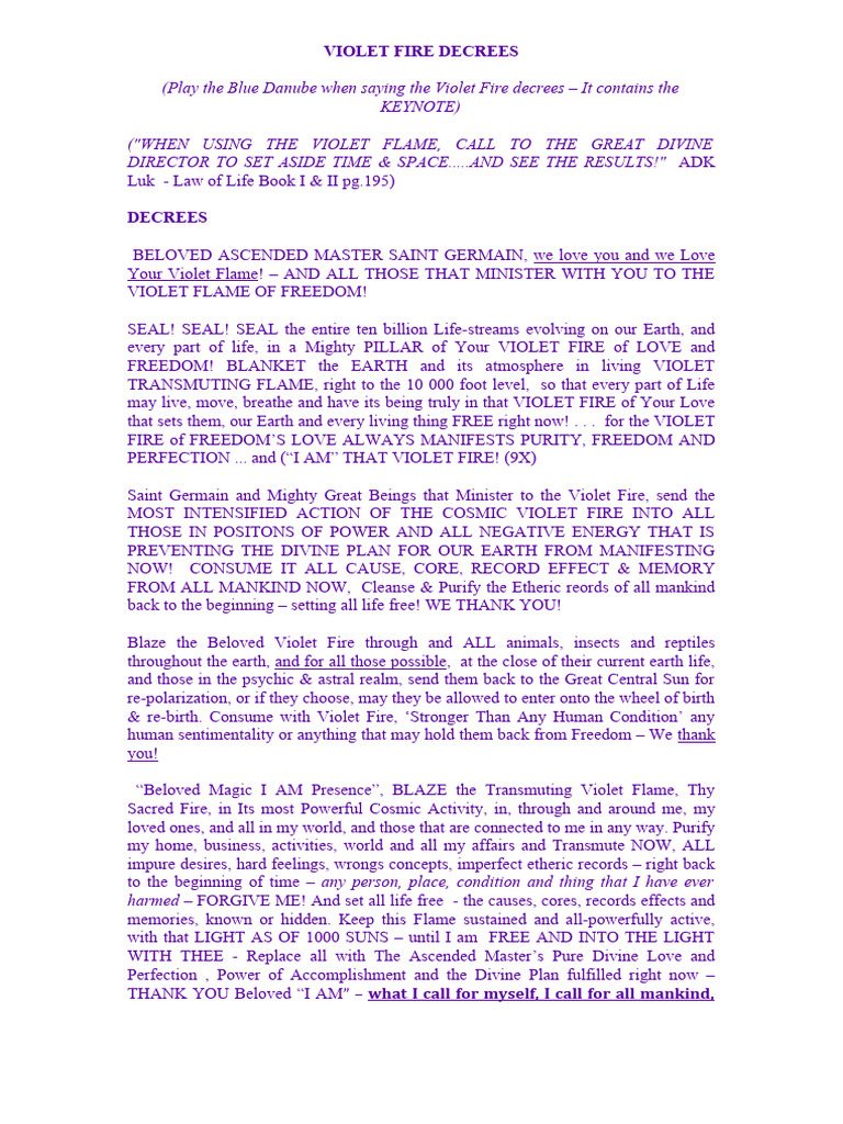 Violet Fire Decrees | PDF | Theology | Religious Belief And Doctrine
