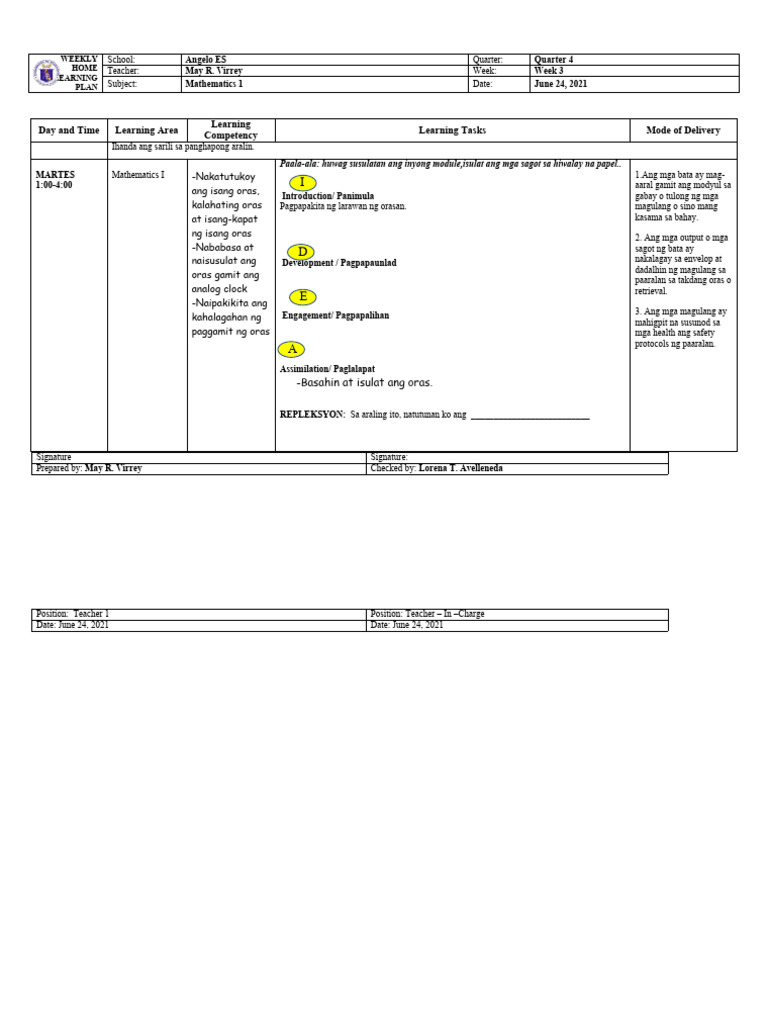 COT 4TH WHLP q4w1 MATH 1 | PDF