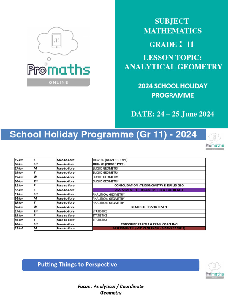 Promaths Analytical Geometry Grade 11 June 2024 | PDF | Line (Geometry ...