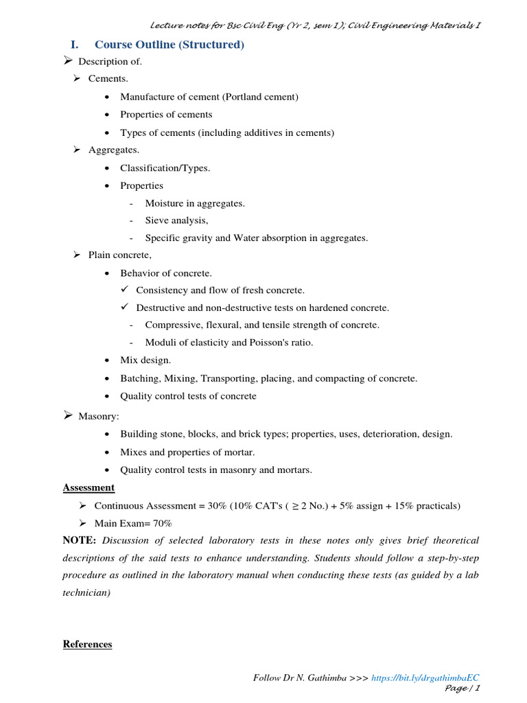 Civil Engineering Materials I | PDF | Cement | Concrete