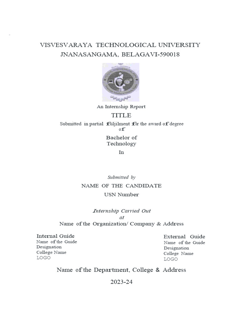 Vdocuments - MX - Internship Report Format Vtu | PDF | Communication | Cognition