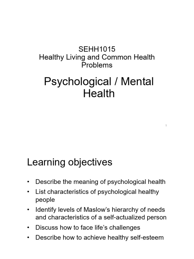 Psychological Health & Self-Esteem | PDF | Self Esteem | Mental Health