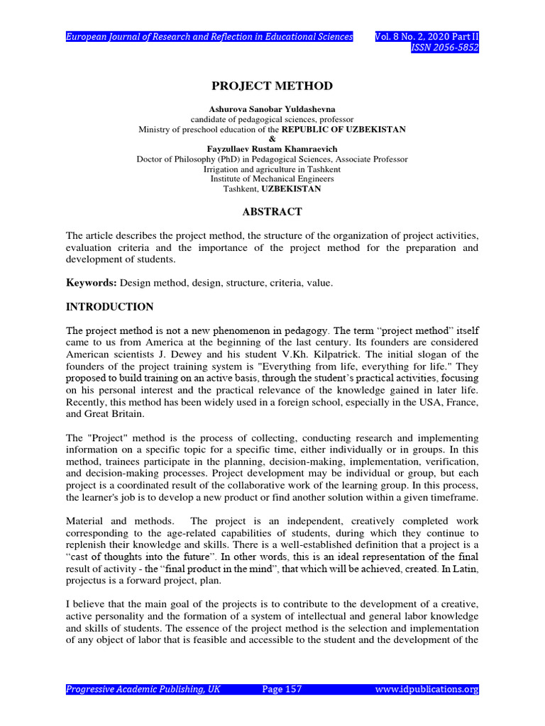 Full Paper Project Method | PDF | Pedagogy | Information