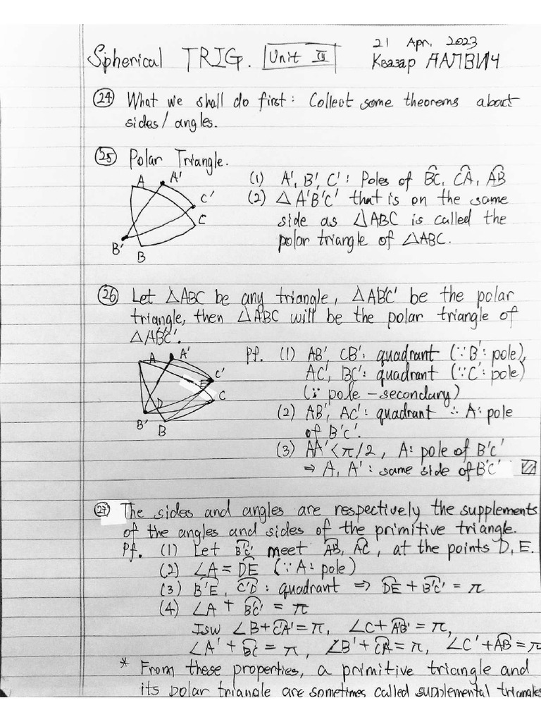 Spherical Trig 3-1 | PDF