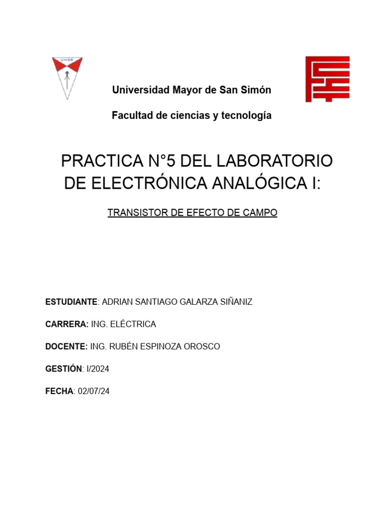 Práctica FET: JFET y MOSFET en Electrónica | PDF | Transistor de efecto de campo | Transistor