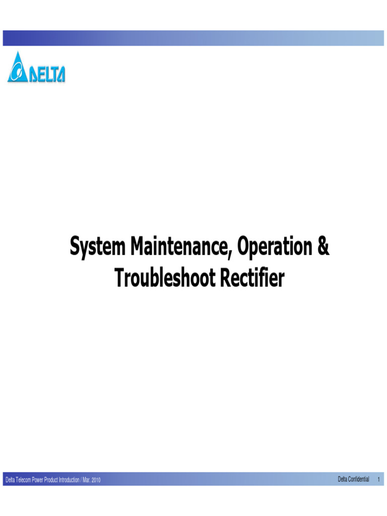 Rectifier DELTA - Manual Instruction Installation Operation and ...