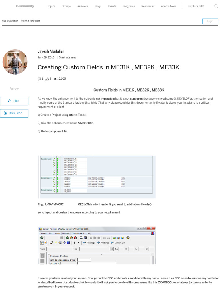 Creating Custom Fields in ME31K, ME32K, ME33K - SAP Blogs | PDF | Computer Science | Computer ...