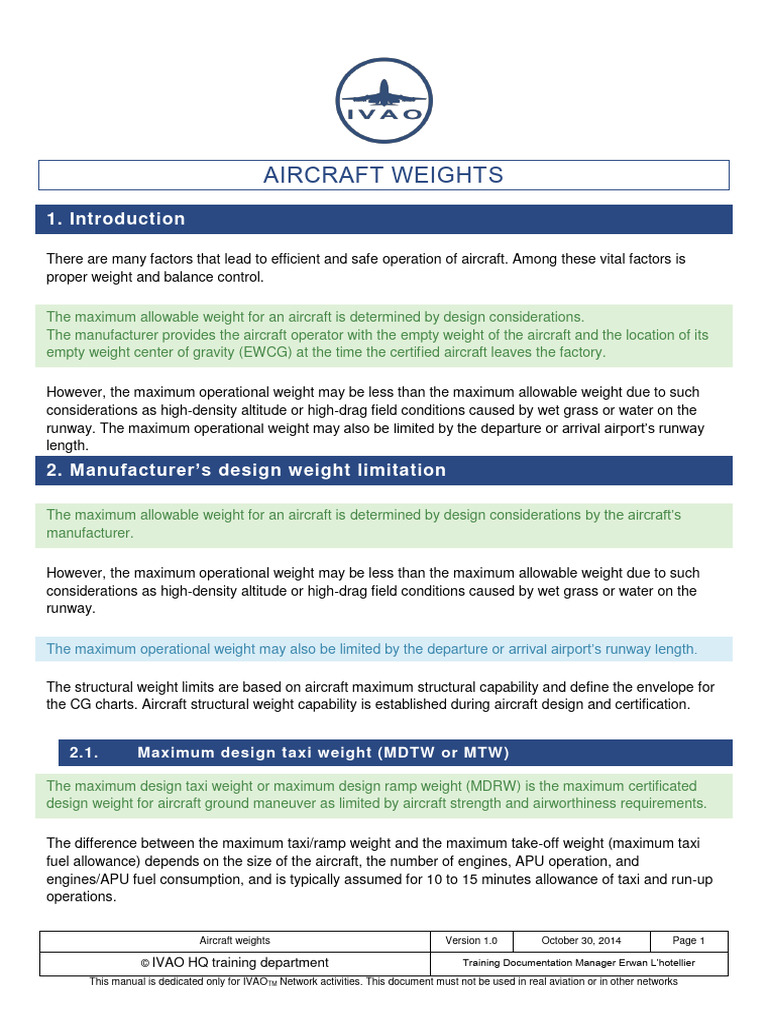 SPP_aircraft_weight | PDF | Aircraft | Aviation