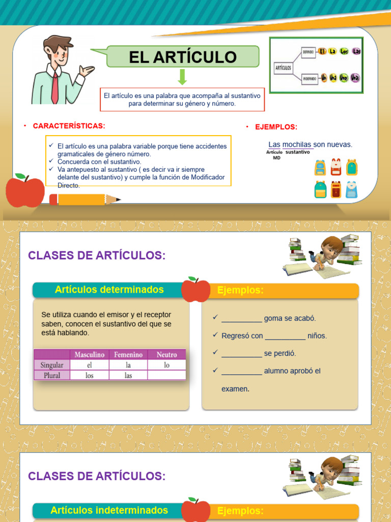 Clases y características del artículo | PDF | Adjetivo | Sustantivo